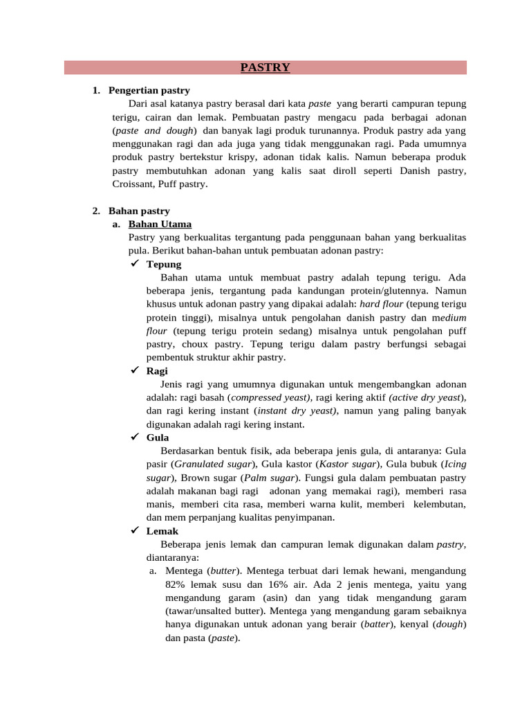 Bahan Ajar Pastry Bakery | PDF