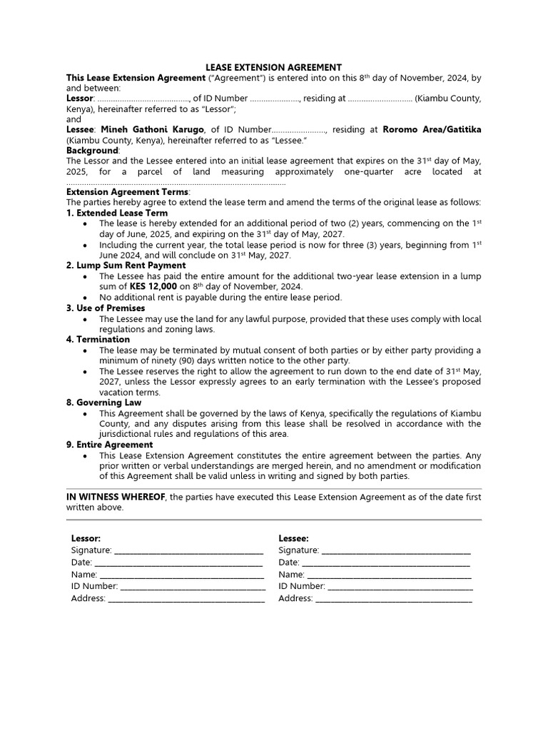Lease Extension Agreement_2 | PDF | Lease | Common Law