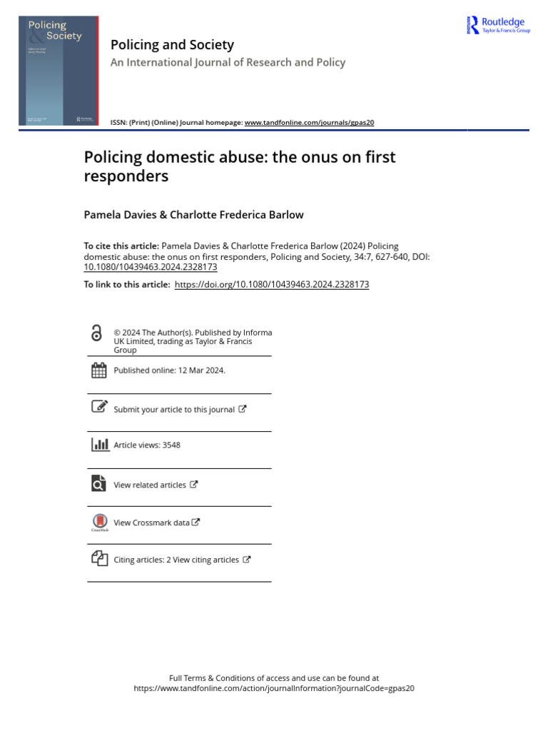 First Responders in Domestic Abuse | PDF | Domestic Violence | Police