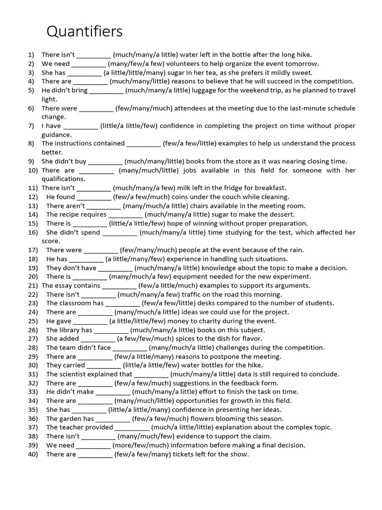 Quantifiers 50 questions | PDF | Cognition