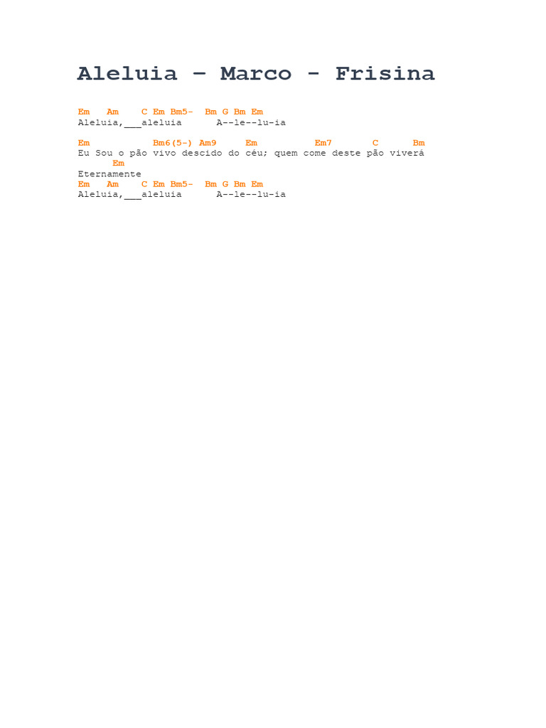 Aleluia - Marco Frisina: Cifras e Partitura | PDF