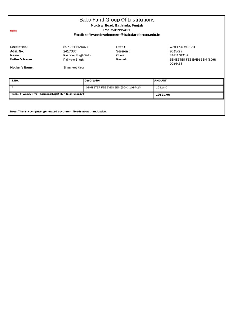 FeeReceipt 2 PDF | PDF