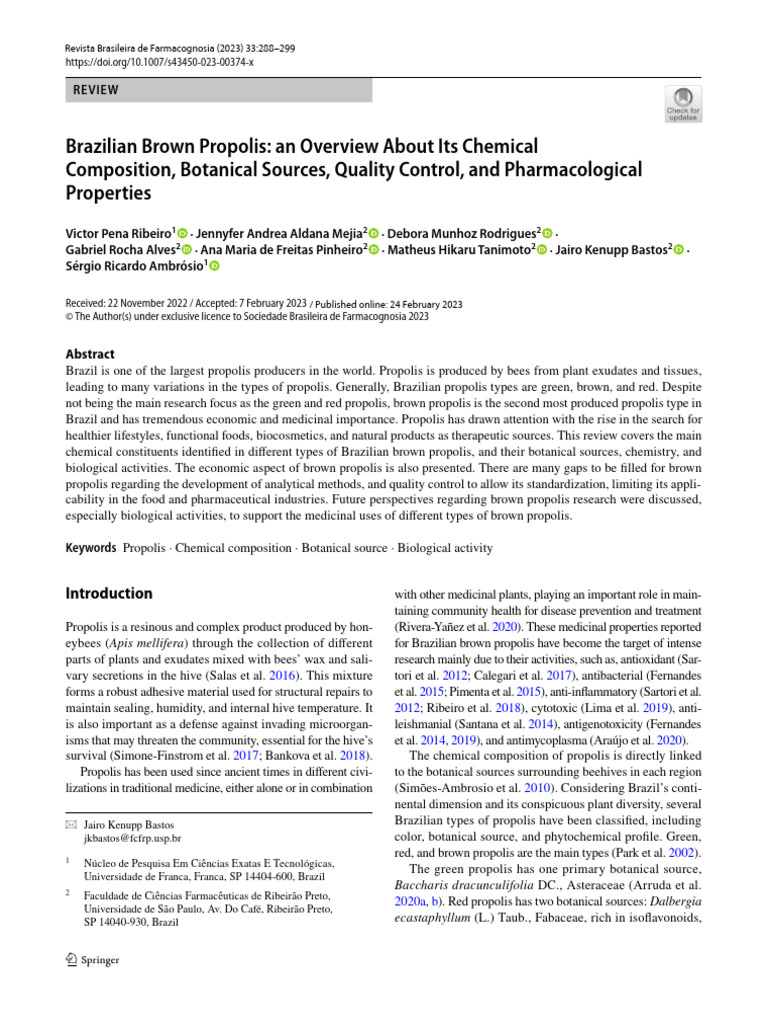 Brazilian Brown Propolis An Overview About Its Chemical Composition, Botanical Sources, Quality ...