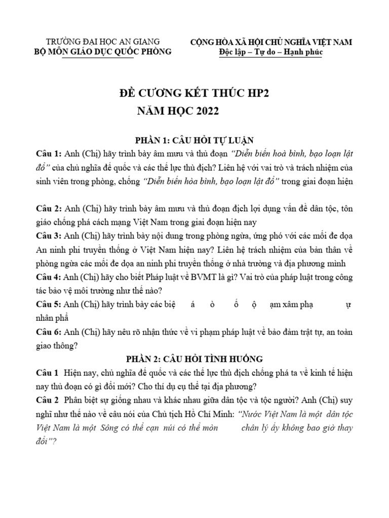 Đề Cương HP2 | PDF