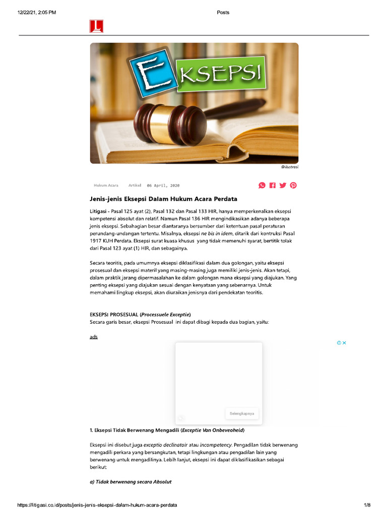 Jenis Jenis Eksepsi | PDF