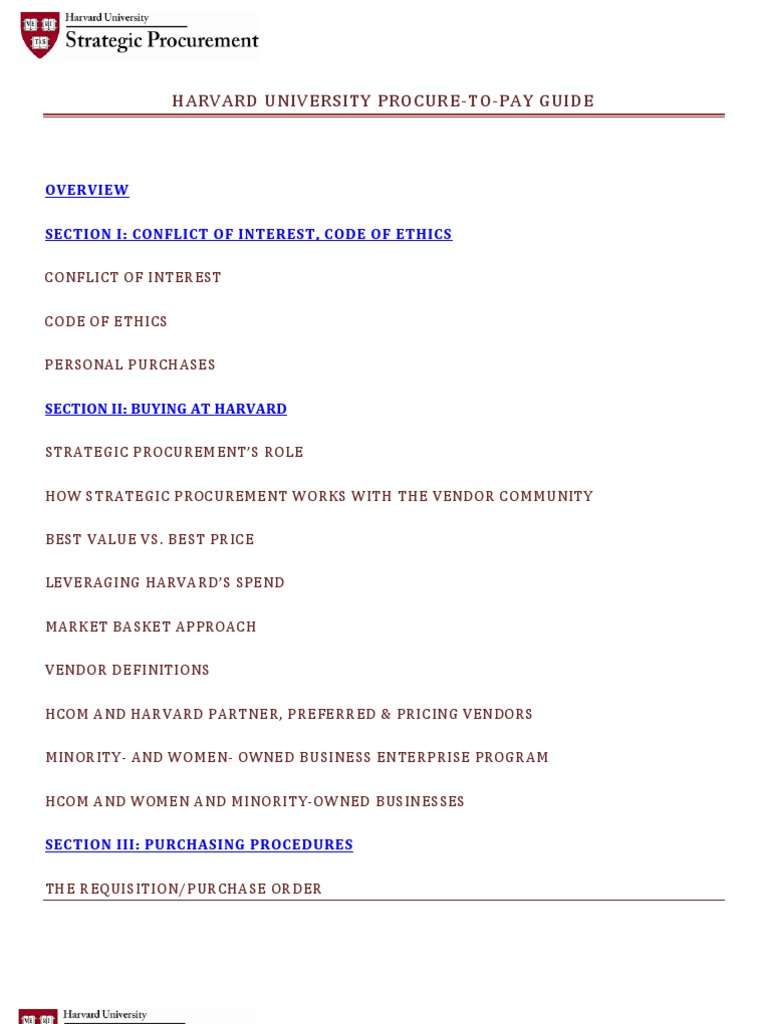 Harvard Procurement Manual | PDF | Procurement | Invoice