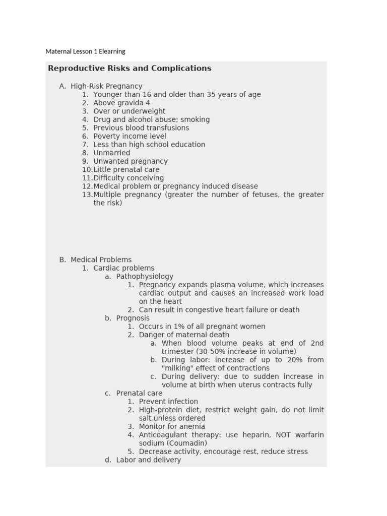 High-Risk Pregnancy Complications Guide | PDF | Pregnancy | Miscarriage