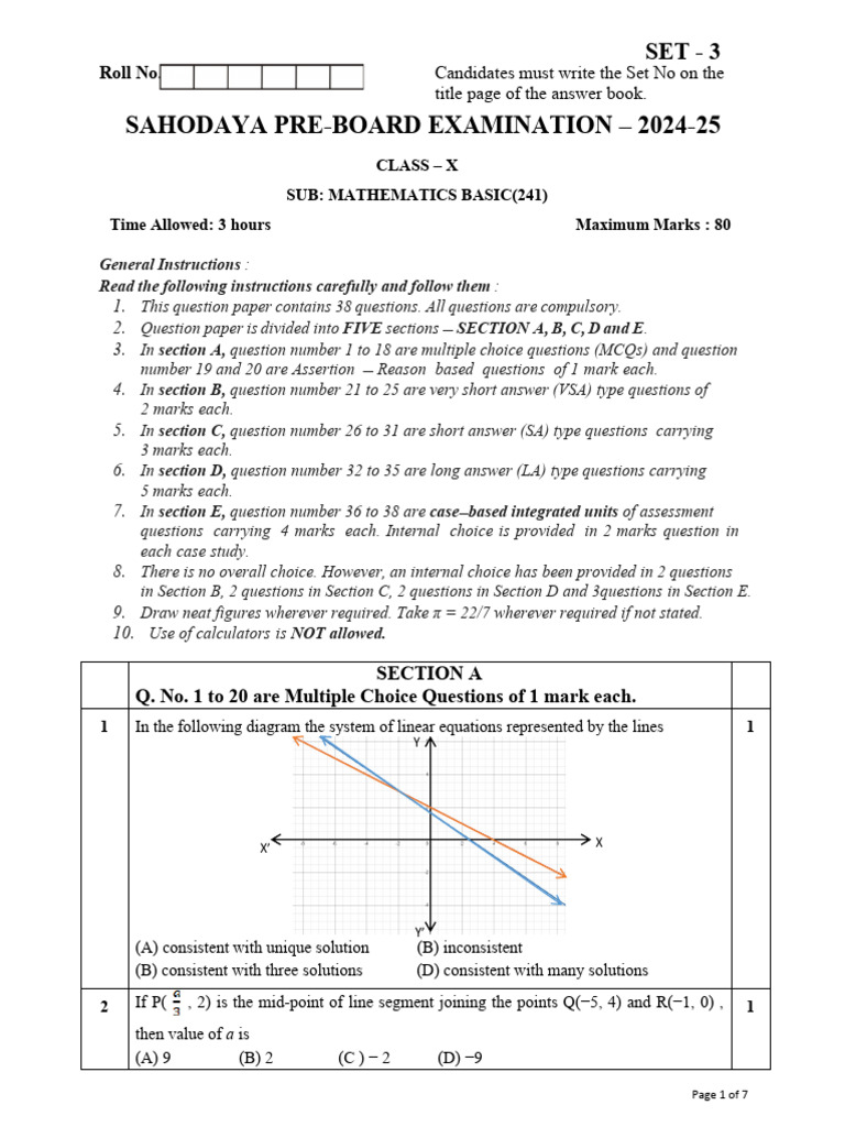 Set-3 Math Basic QP Sahodaya Pre-Board | PDF | Circle | Euclidean Geometry