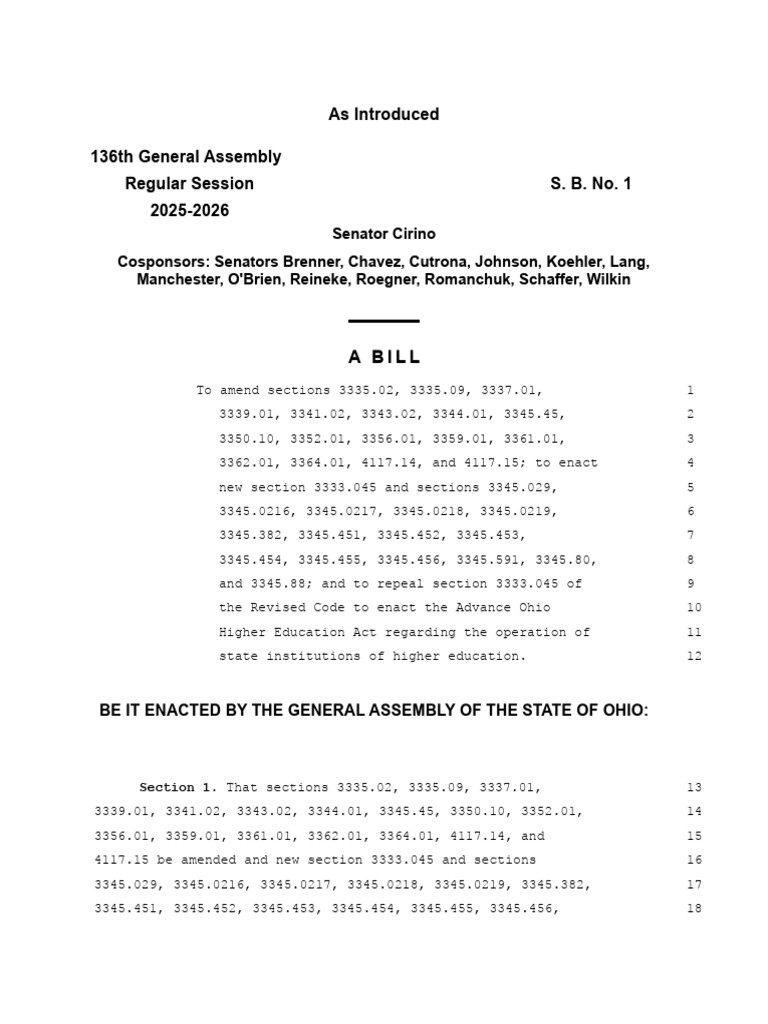Senate Bill 1 | PDF | Board Of Directors | Article Two Of The United ...