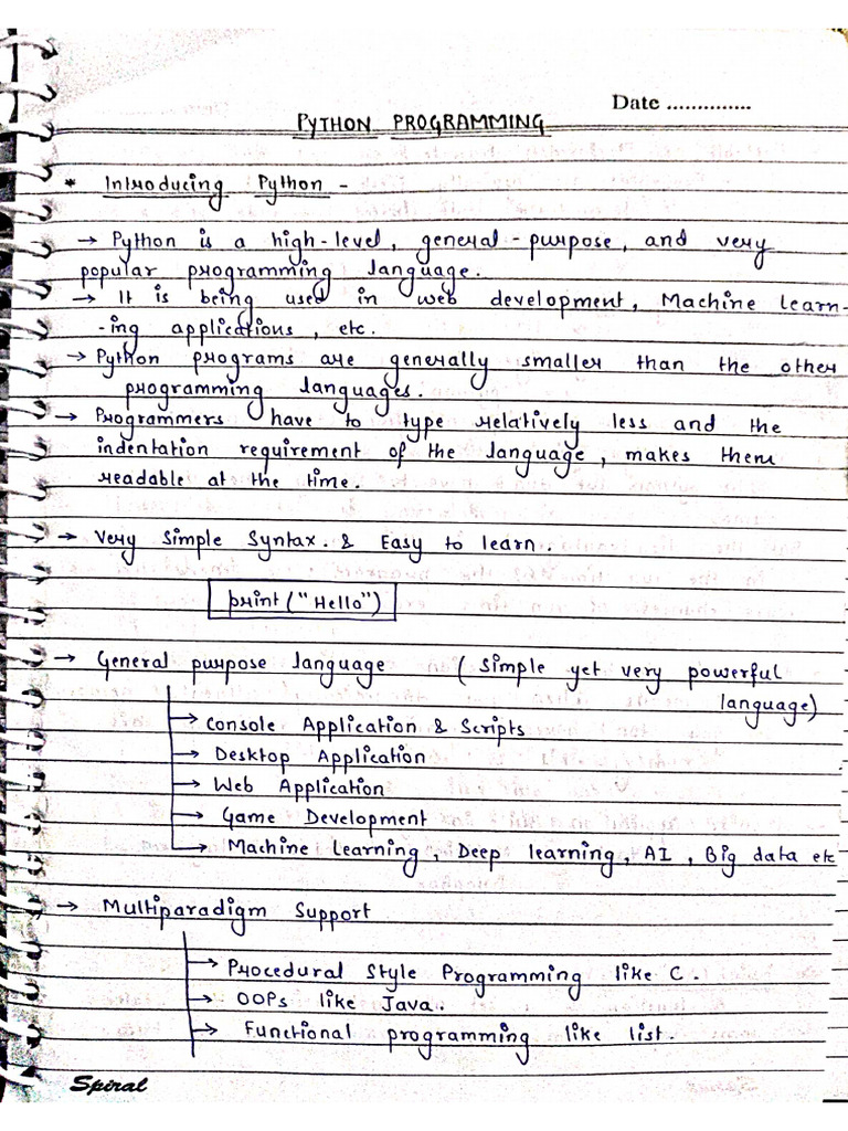 Phyton Handwritten Notes - Processed | PDF