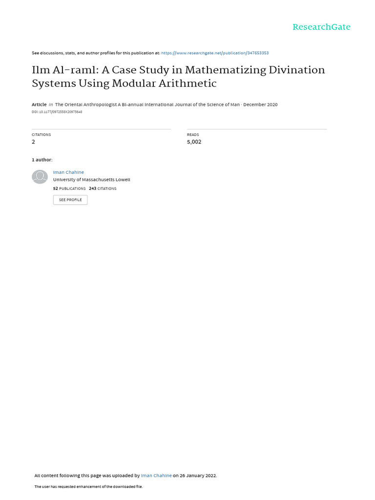 Ilm Al-Raml: Math in Divination Systems | PDF | Divination | Knowledge