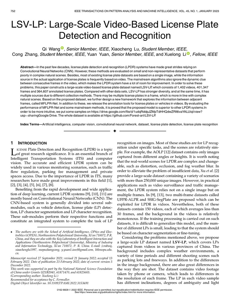LSV-LP Large-Scale Video-Based License Plate Detection and Recognition ...