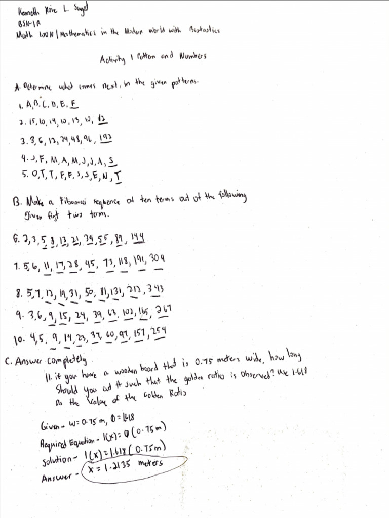 Activuty 1 Pattern and Numbers | PDF Activuty 1 Pattern and Numbers | PDF
