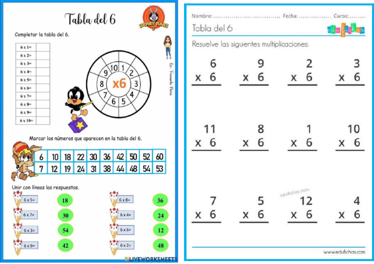 Practica de La Tabla Del 6 | PDF