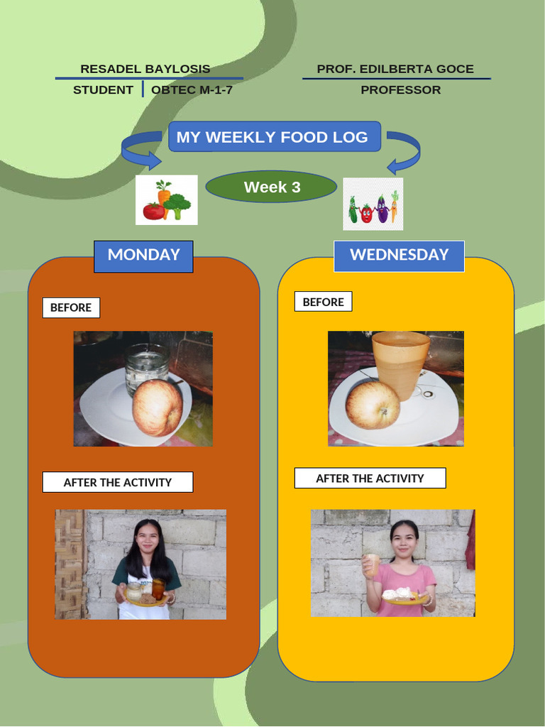 Week 3 (Weekly Food Log) Baylosis, Resadel | PDF