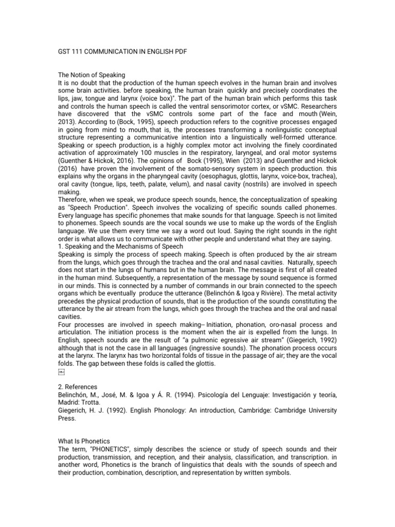 GST 111 PDF (Summary) by Triple A | PDF | Linguistics | Phonetics