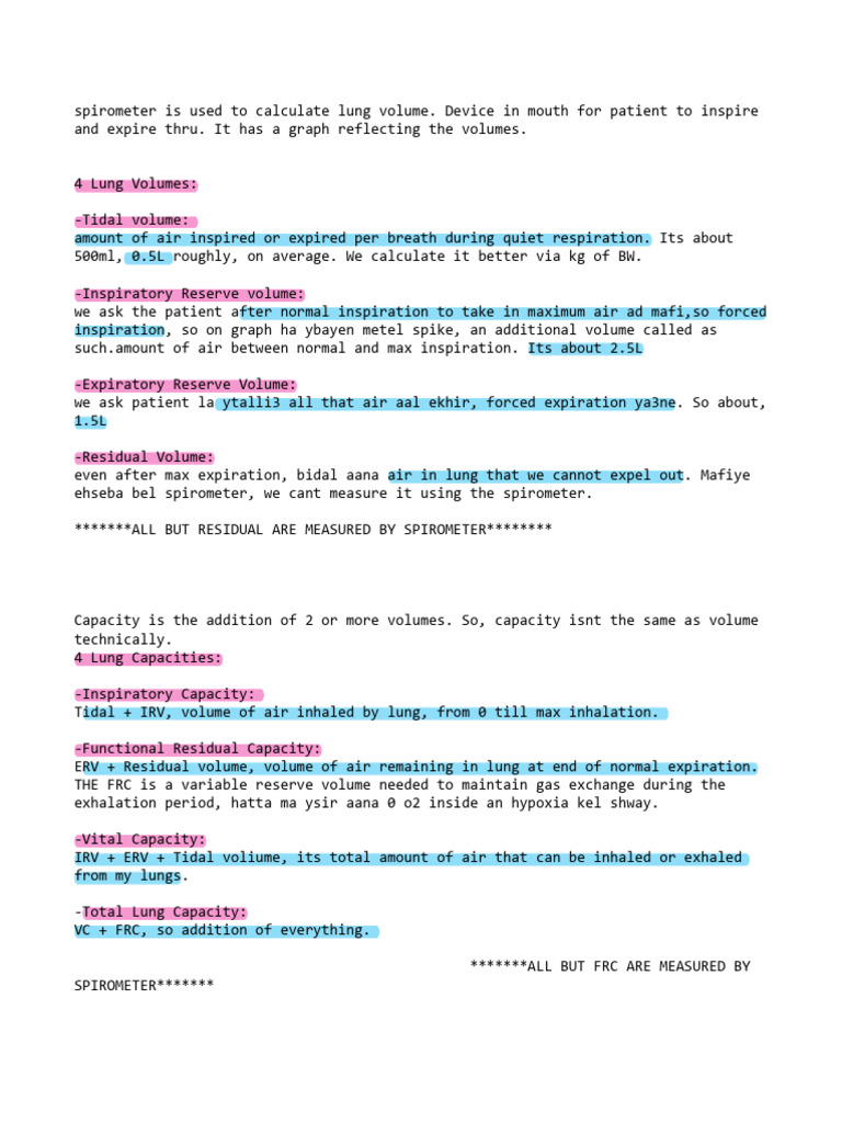 Understanding Lung Volumes & Capacities | PDF | Exhalation | Breathing