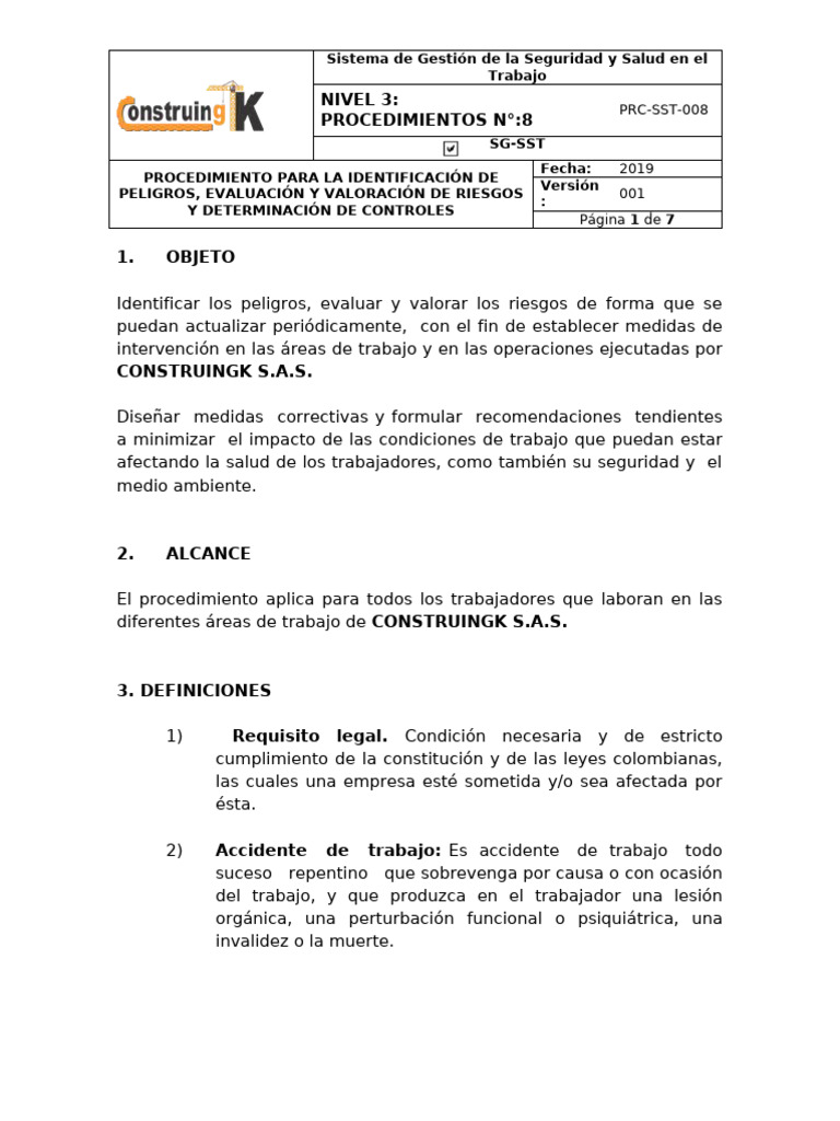 PRC-SST-008 Procedimiento para IPVR | PDF