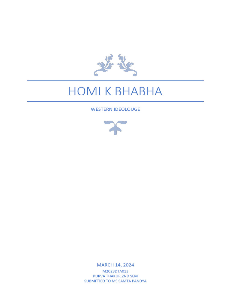 Homi Bhabha's Third Space Theory | PDF | Postcolonialism | Space