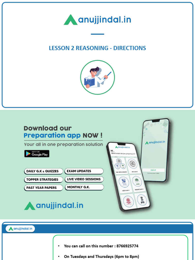 Lesson 2 Reasoning - Directions Lyst7956 | PDF