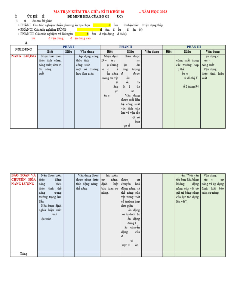 Ma trận đề giữa HK2 - K10 - NH23-24 (1) | PDF