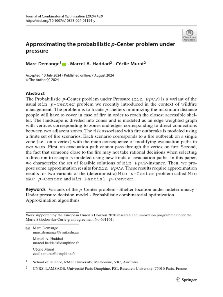 Approximating The Probabilistic P-Center Problem Under Pressure | PDF | Mathematics ...