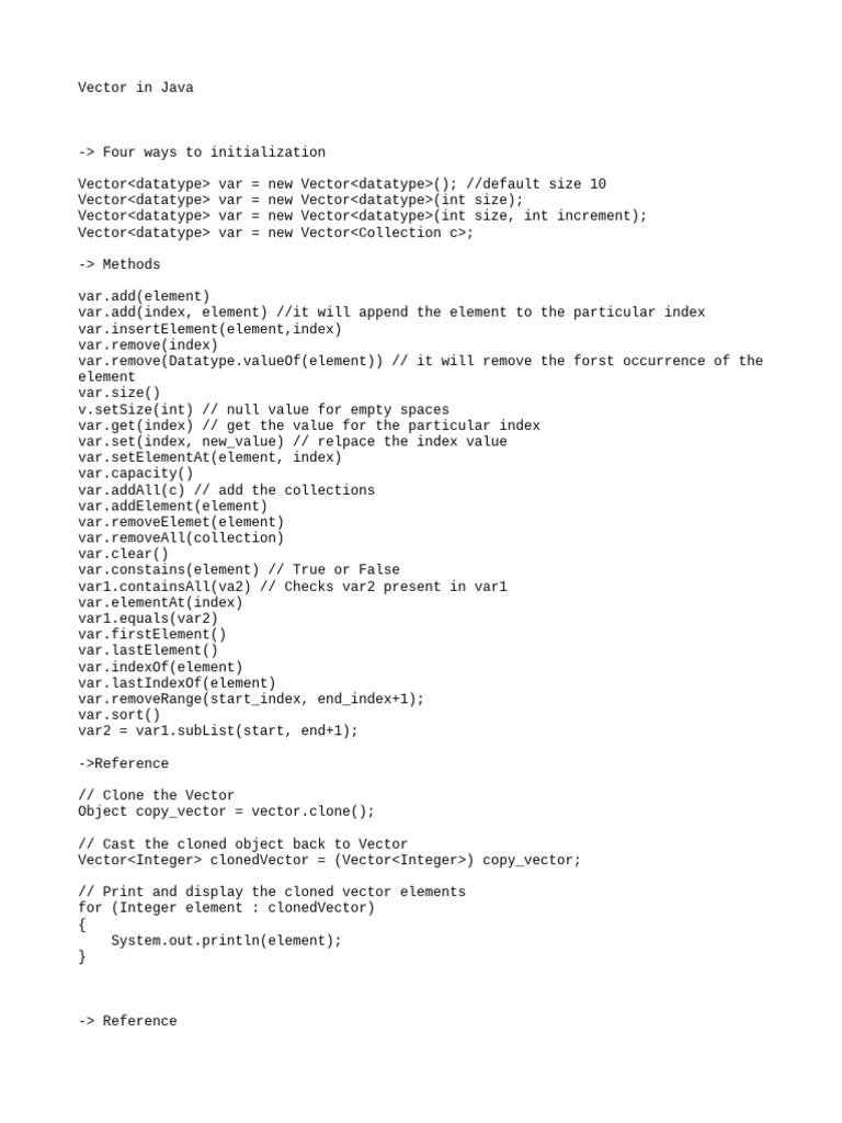 Vector in Java | PDF