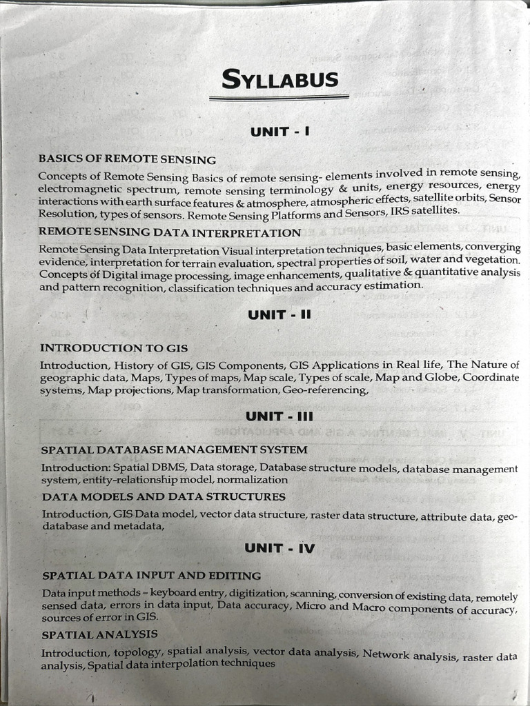 Unit 1 Remote Sensing and GIS | PDF