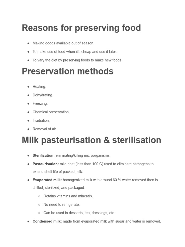 Food Preservation and Milk Processing | PDF