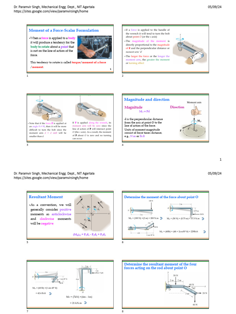 Part 3_Moment of force | PDF | Torque | Force