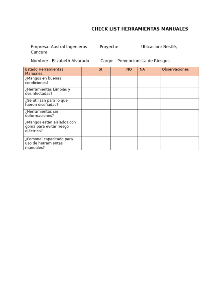 Check Lis Herramientas Manuales Eli | PDF