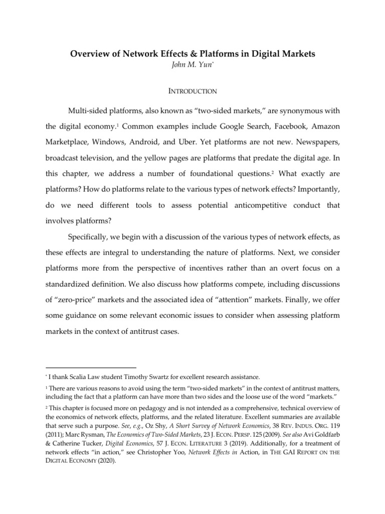 Overview of Network Effects & Platforms in Digital Markets | PDF ...