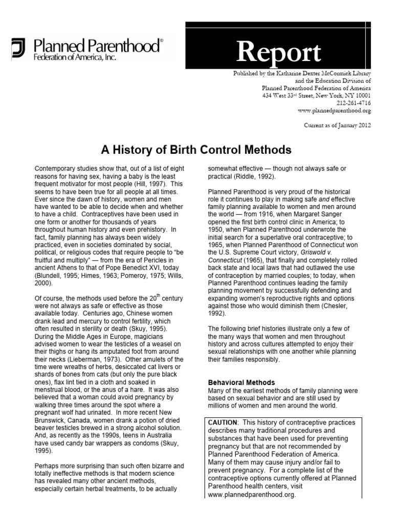 History of BC Methods | PDF | Human Reproduction | Human Sexuality