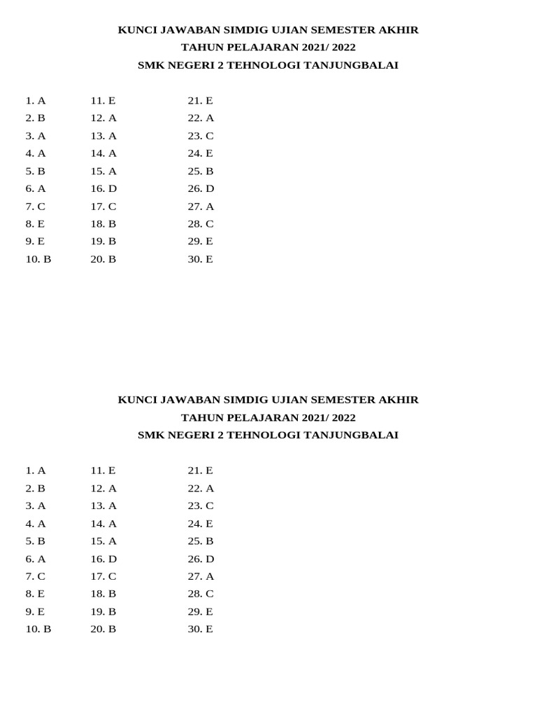 Kunci JawabanSoal Simdig Kelas XII | PDF