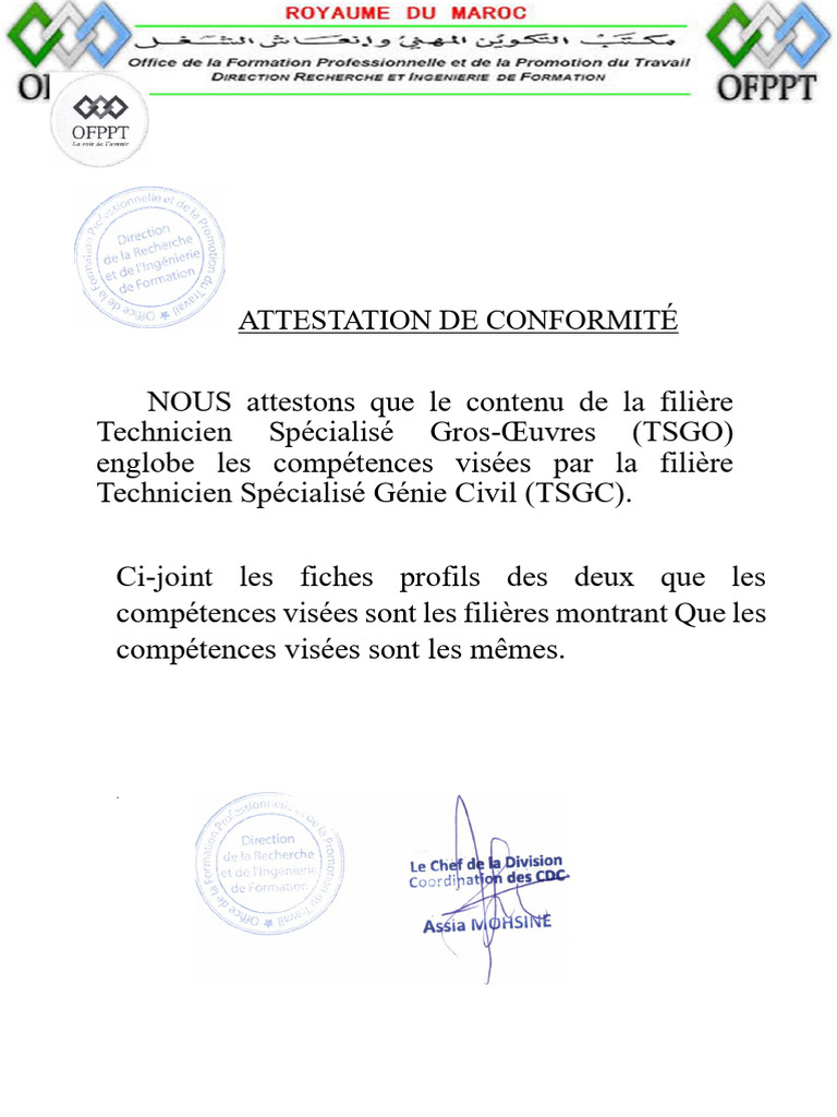 Attestation de conformité TSGO-TSGC | PDF