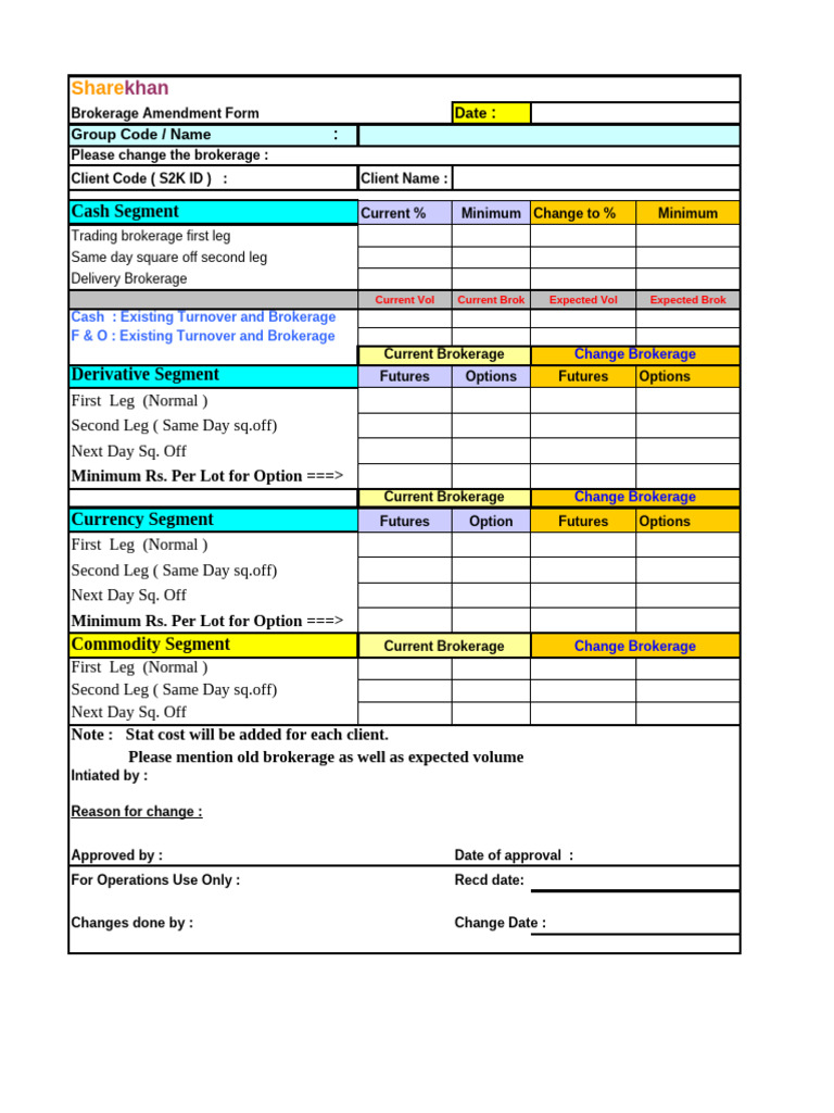 Brokerage Change Excel Format | PDF
