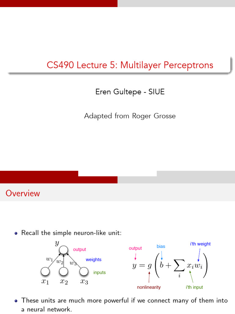 UNIT 3-Multilayer-Perceptrons | PDF | Learning | Computational Science