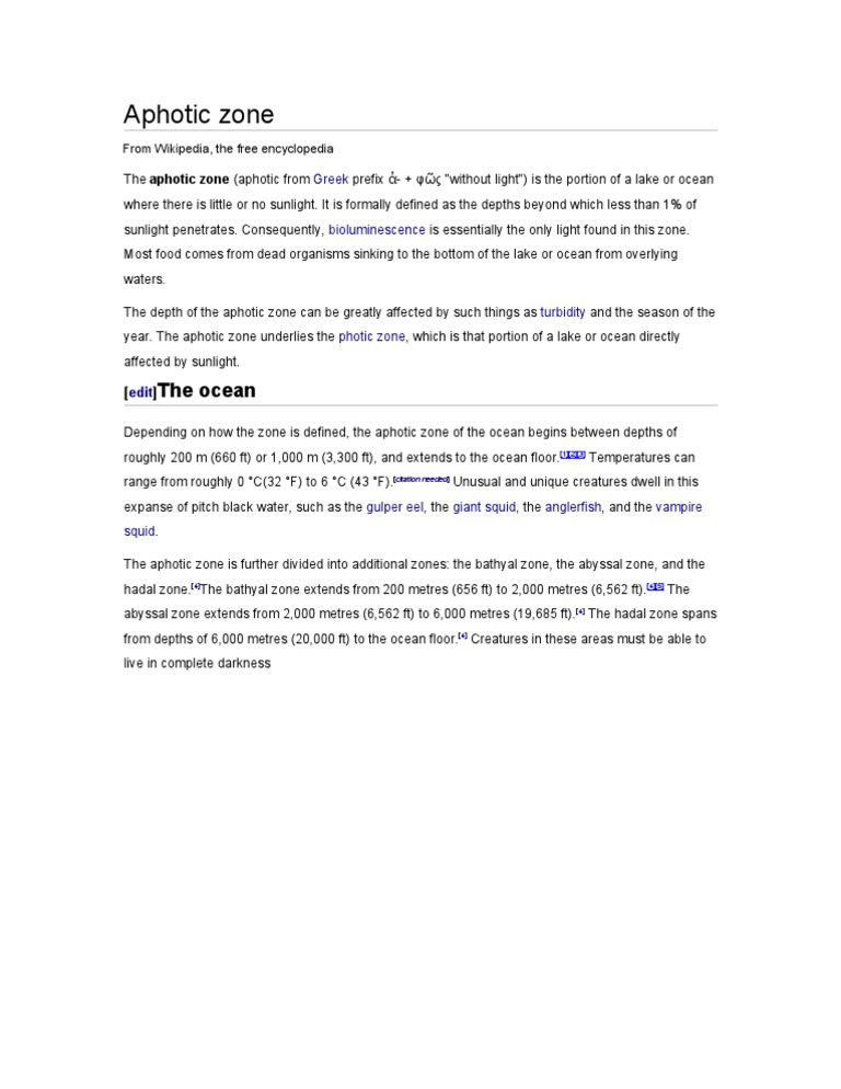 Aphotic Zone | PDF