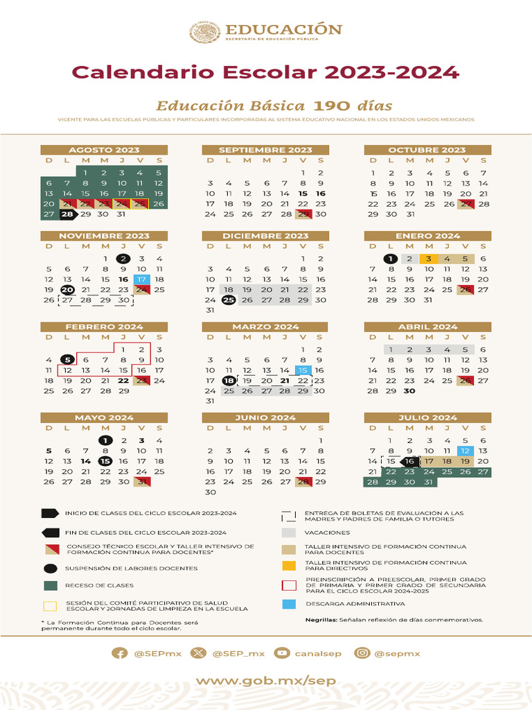 Calendario Escolar 2023 2024 | PDF