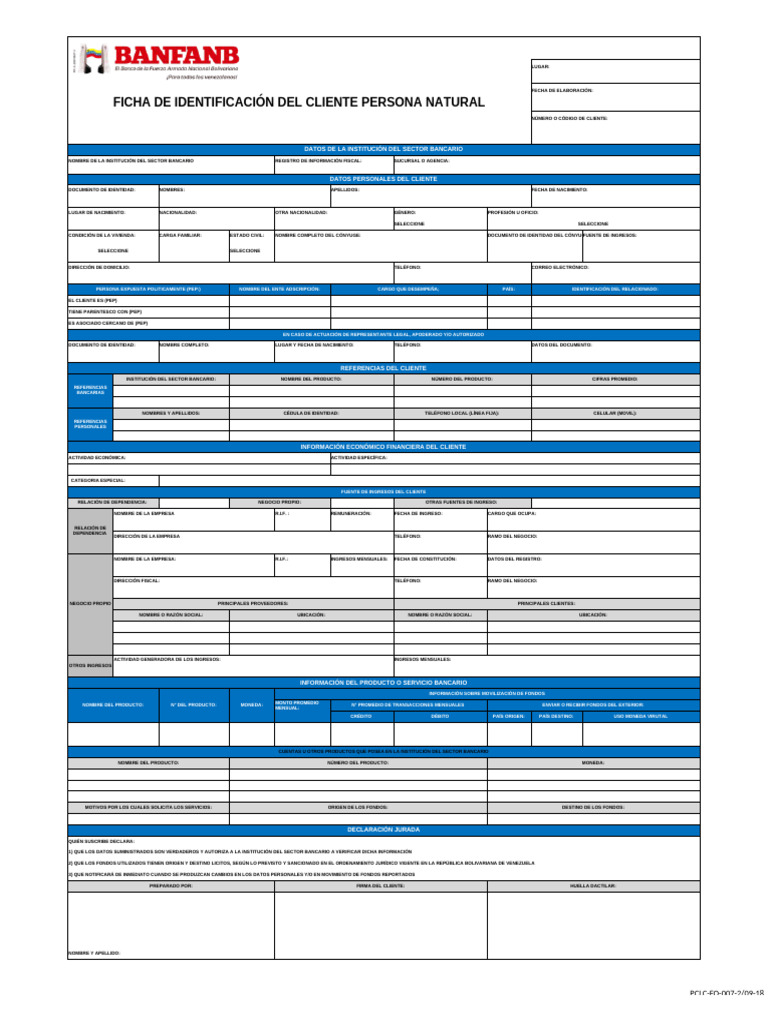 08FO Ficha de Identificación de Cliente Natural V2 | PDF | Documento de ...