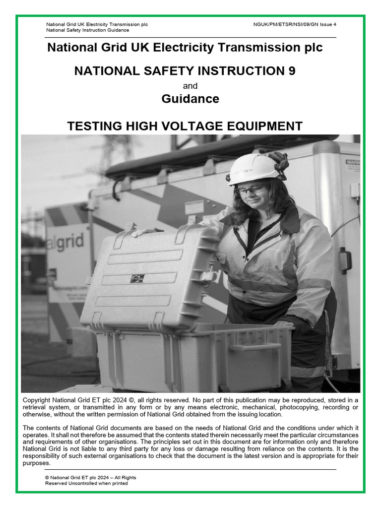 NSI 09 and Guidance - Testing High Voltage Equipment - Issue 4 | PDF ...