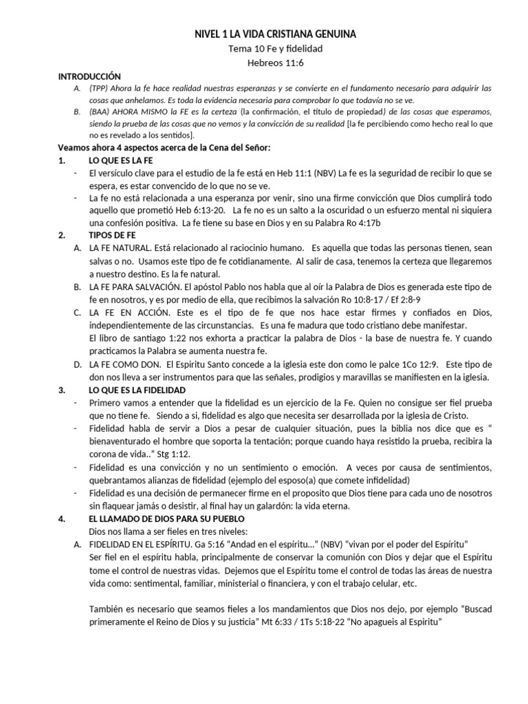 Tema 10 Fe y Fidelidad | PDF | Fe | Alma