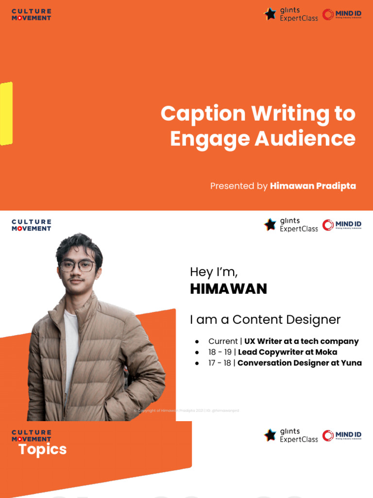 (MINI WORKSHOP) Caption Writing - Himawan Pradipta | PDF