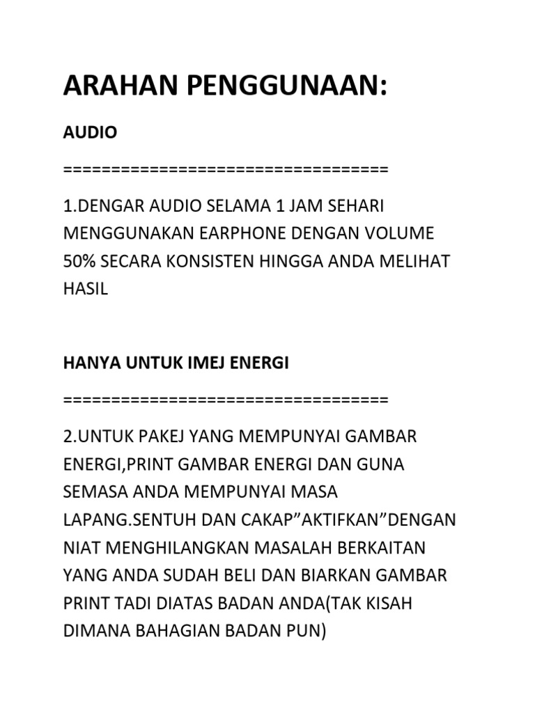 ARAHAN PENGGUNAAN (1) | PDF
