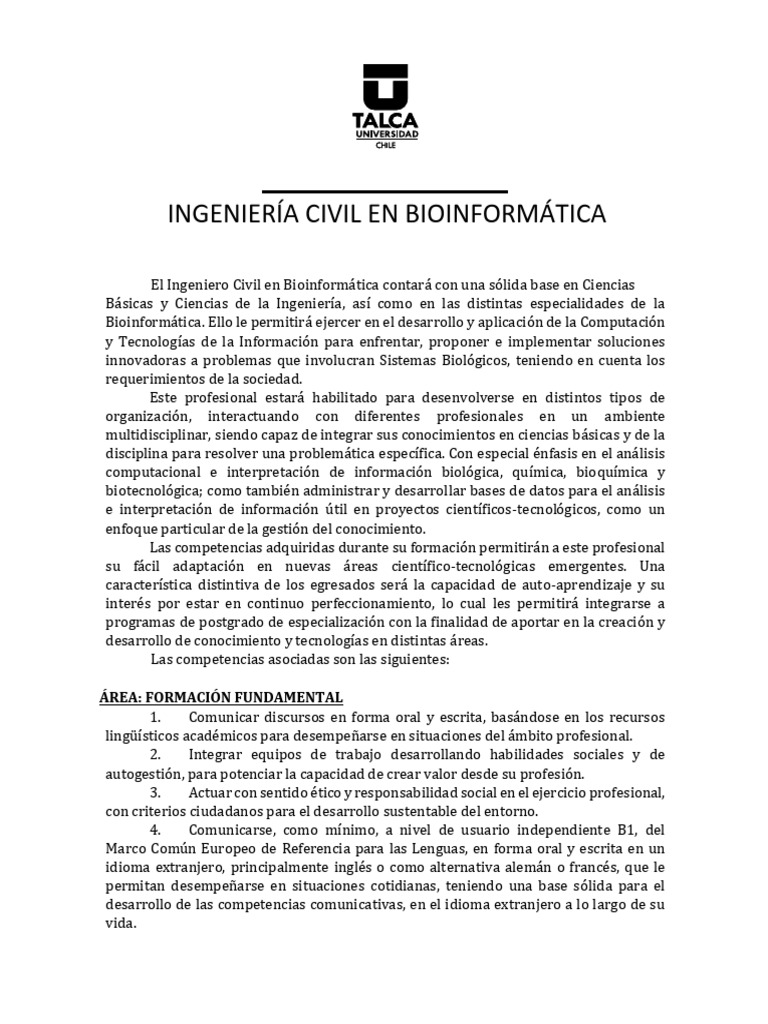 Perfil Bioinformatica | PDF | Bioinformática | Ingeniería