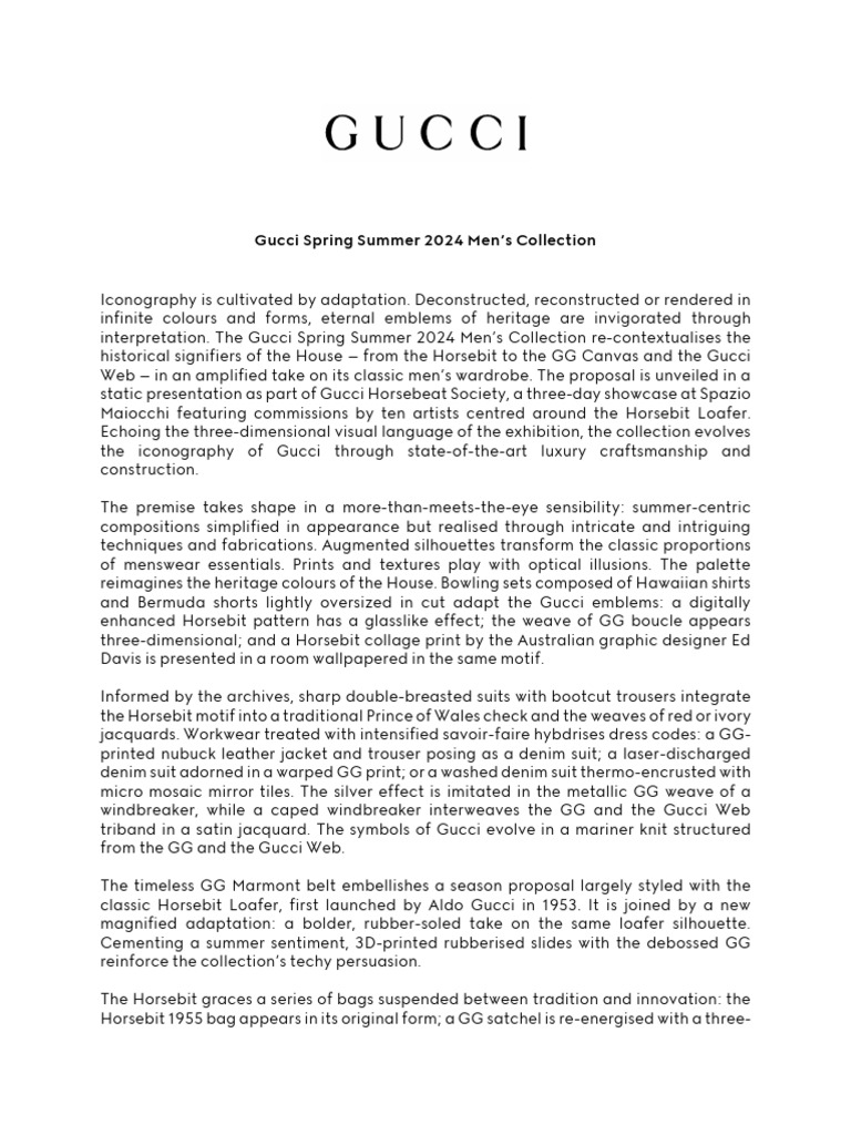 Gucci SS24: Men's Iconic Reimagining | PDF | Clothing
