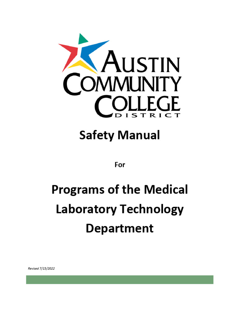 MLT Department Safety Manual Guide | PDF | Hepatitis B | Hand Washing