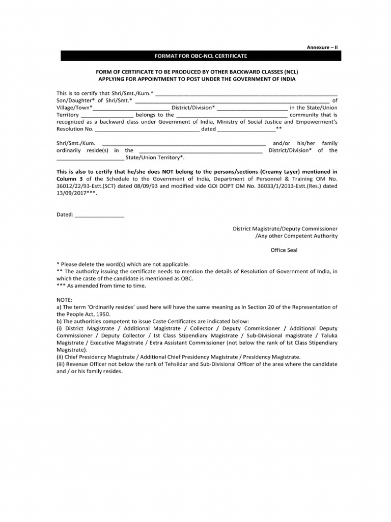 RRB RPF Obc NCL Certificate Format 05-May-2024 8-18 PM | PDF