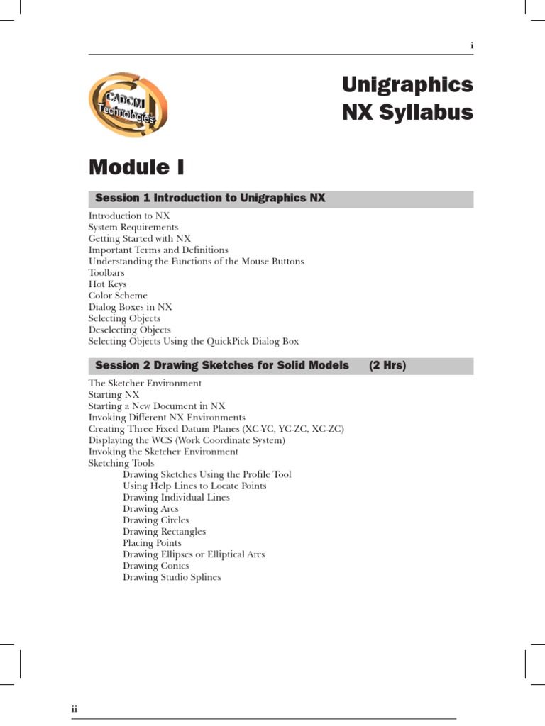 NX Training Syllabus Module I | PDF | Ellipse | Dimension