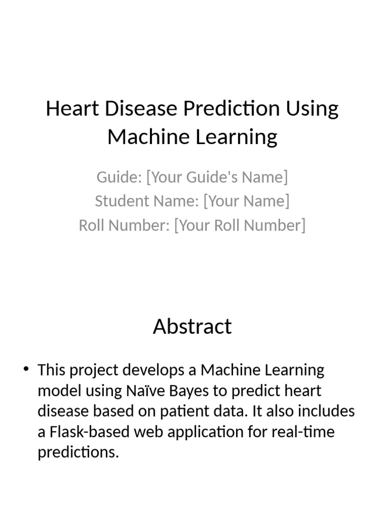 Heart Disease Prediction with ML & Flask | PDF | Machine Learning ...